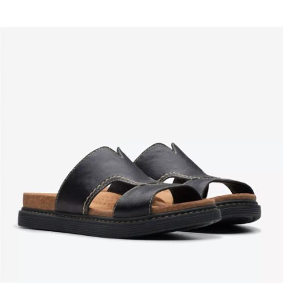 Clarks | Shoes | New Clarks Arwell Walk Sandal In Black Leather | Poshmark